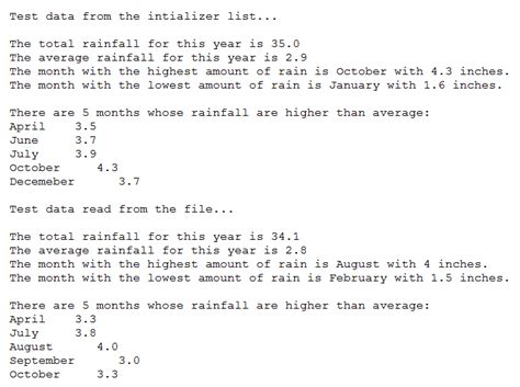 solved java write a rainfall class that stores the total