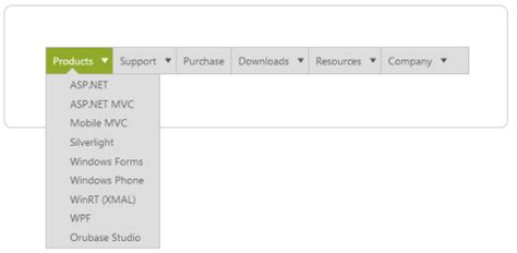 getting started menu asp webforms syncfusion