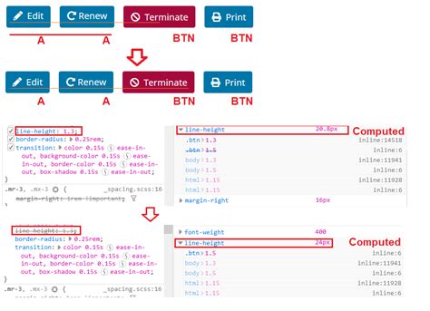 html computed line height css is much larger than element spec