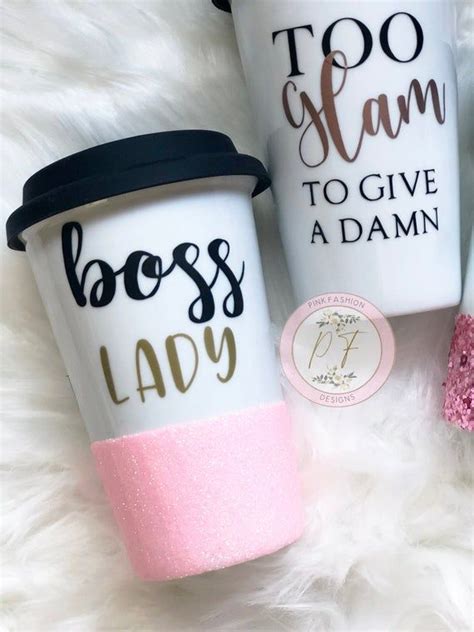 Boss Lady Glitter Ceramic Tumbler Boss Lady Blush Etsy Ceramic