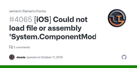 [ios] could not load file or assembly systemponentmodel