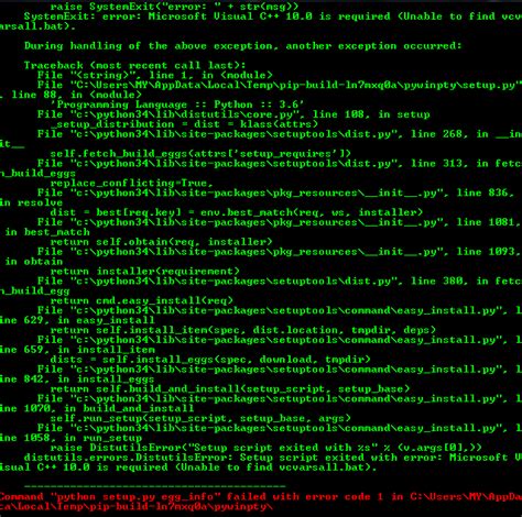 command python setup py egg info failed with error code