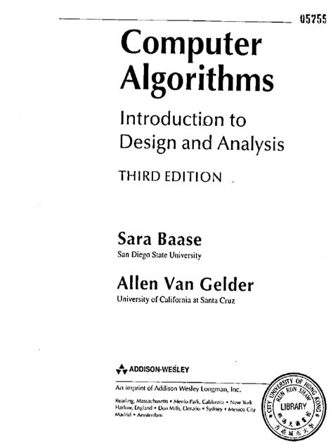 sara baase allen van gelder computer algorithms introduction to