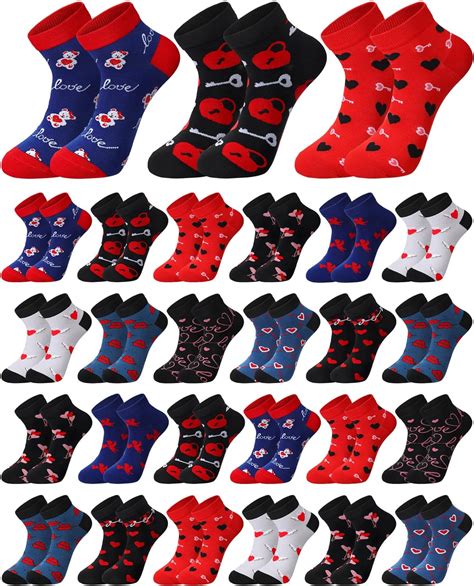 Silicherry 50 Pairs Valentines Day Novelty Low Cut Socks