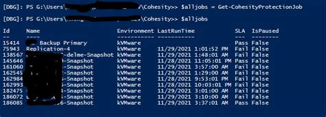 strange behaviour with get cohesityprotectionjob objects · issue 169