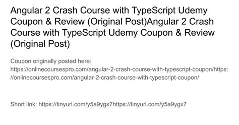 angular 2 crash course with typescript udemy discount and review slide