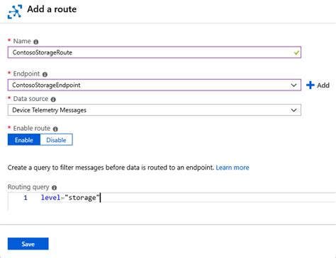 configure message routing for azure iot hub using azure