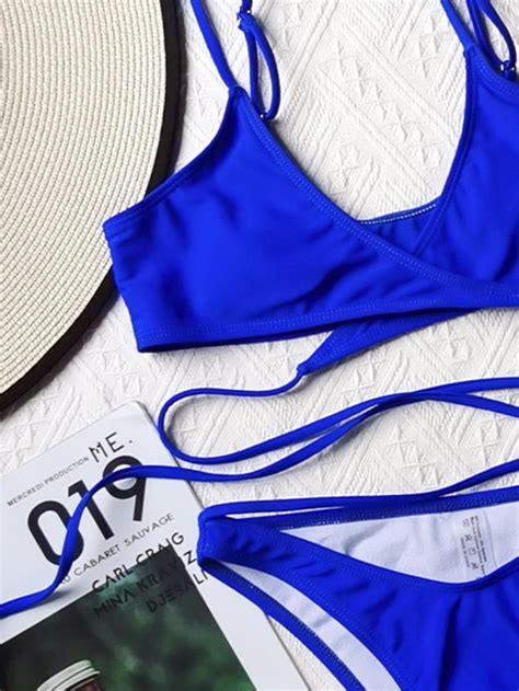 Sexy Micro Bikini Solid Bandages Women Two Pieces Swimsuit Push Up