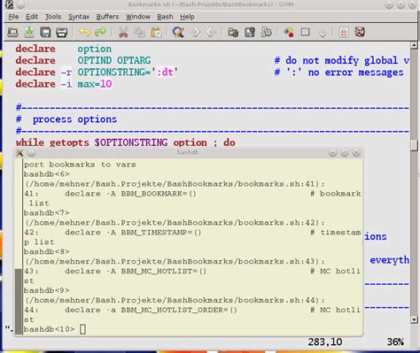 vim plug in bash support vim bash ide screen shots