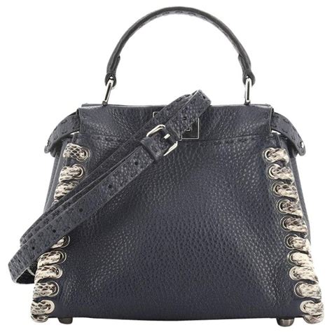 Fendi Selleria Peekaboo Bag Leather With Python Whipstitch Mini At 1stdibs