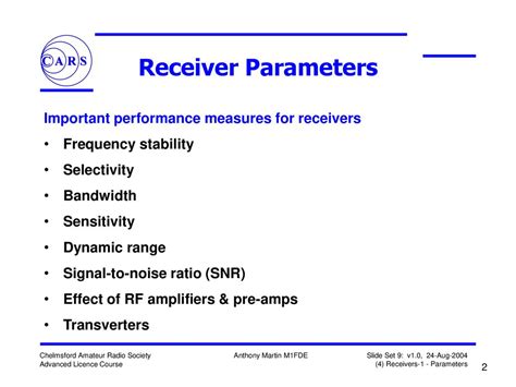 Receiver Parameters Important Performance Measures For Receivers Ppt
