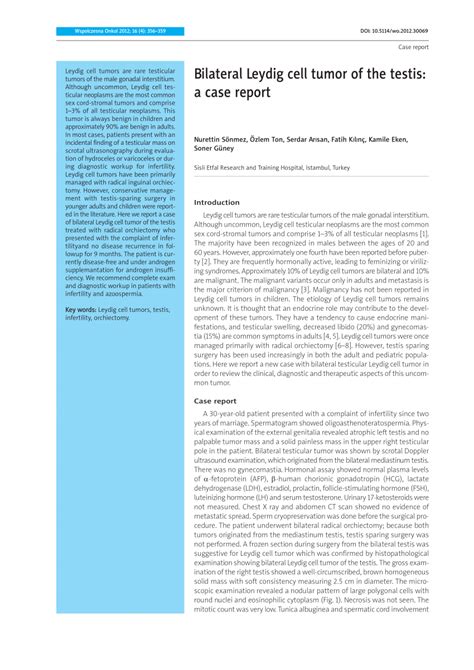 Pdf Bilateral Leydig Cell Tumor Of The Testis A Case Report