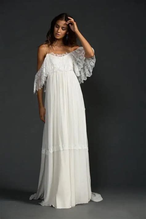 Greek Style Boho Bohemian Wedding Dresses Spaghetti Straps A Line White