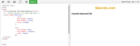 perbedaan internal external dan inline css dalam website qwords