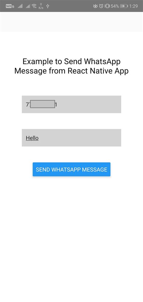 example to send whatsapp message from react native app