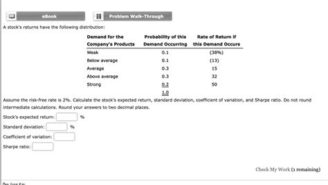 Solved A Stocks Returns Have The Following Distribution Assume The