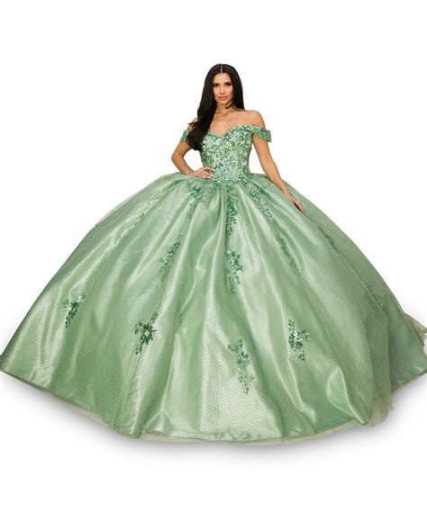 Floral Applique Off Shoulder Ball Gown By Cinderella Couture 8060j M