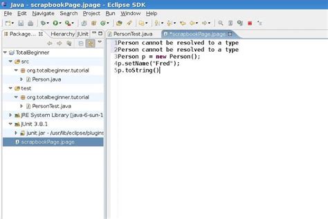 eclipse java scrapbook error cannot be resolved to a type