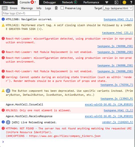 reactjs making a get request in an excel javascript
