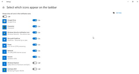 Personalize Taskbar Show Or Hide Notification Area Icons Windows 10