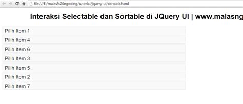 interaksi selectable dan sortable di jquery ui jquery ui