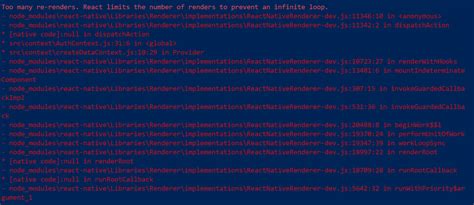 too many re render errors in react native using expo stack overflow
