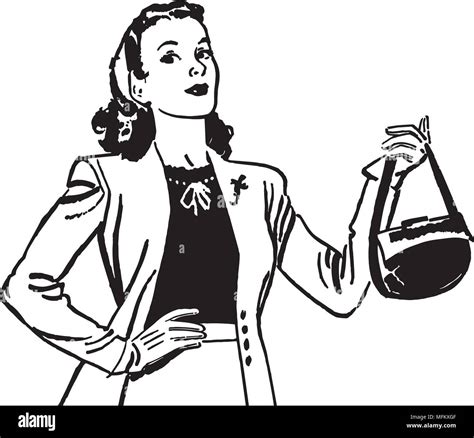 Lady With Handbag Retro Clipart Illustration Stock Vector Image And Art