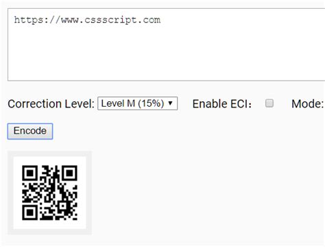 decoding encoding qr code with pure javascript css script