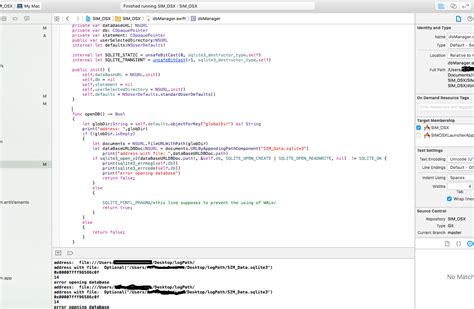 macos swift os x 10 11 cannot open sqlite3 database after a second