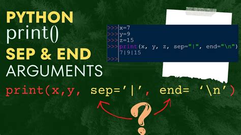 python print function sep and end arguments use of sep and end in