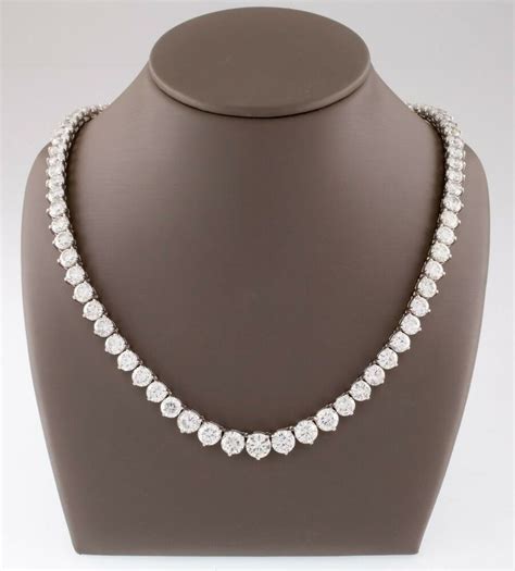18k White Gold Round Diamond Tennis Necklace Tdw 43 19 Ct 17