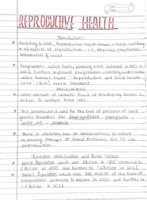 Class 12 Biology Chapter 4 Reproductive Health Ncert Based Notes In