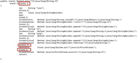 jvm why is the number of local variables used in a java bytecode