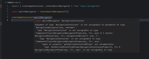 argument of type navigationcontainer is not assignable to parameter