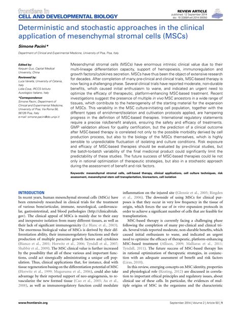 Pdf Deterministic And Stochastic Approaches In The Clinical