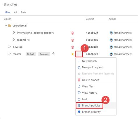 git branch policies and settings azure repos microsoft learn