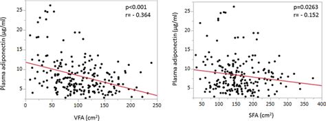 Correlation Between Vfa Visceral Fat Area Sfa Subcutaneous Fat