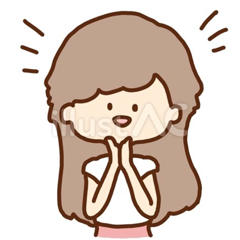 手を合わせて喜ぶ女性 顔アップイラスト No 22346438｜無料イラスト・フリー素材なら「イラストac」