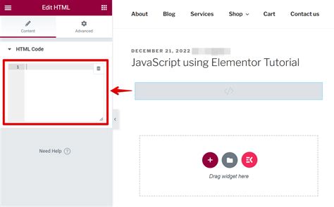 can i add javascript to elementor