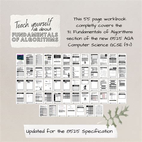 algorithms aqa gcse computer science workbook 8525 teaching resources