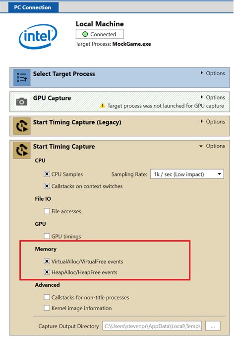 finding memory leaks using timing captures pix on windows