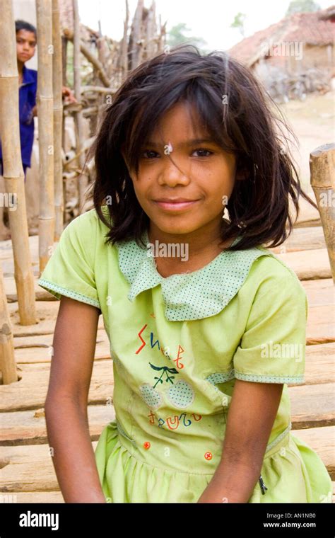 Indian Girl Wearing Green Skirt India Madhya Pradesh Tala