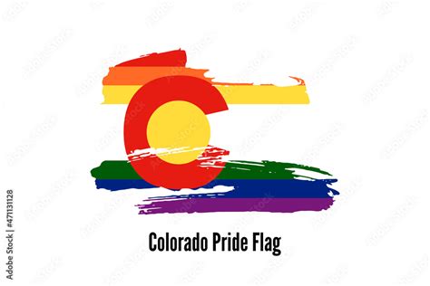 Colorado Pride Flag Symbol Of Lgbt Community Hand Drawn Ink Brush