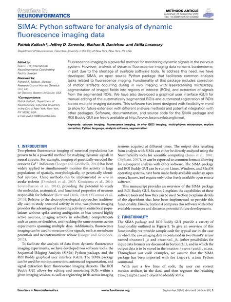 pdf sima python software for analysis of dynamic fluorescence