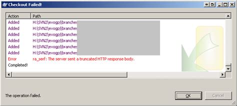 tortoisesvn checkout failed error svn e120106 ra serf the server