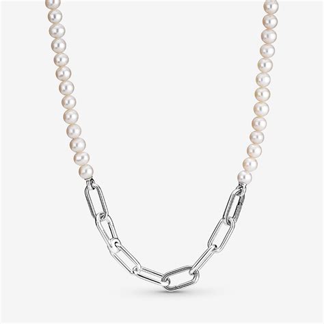 Pandora Me Treated Freshwater Cultured Pearl Necklace Sterling Silver