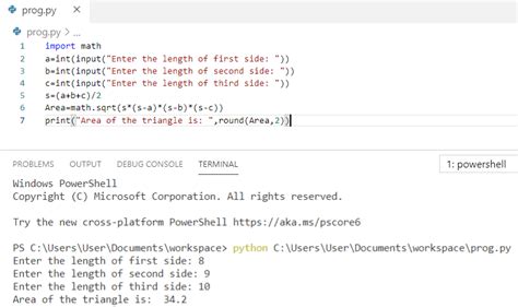 how to find area of a triangle in python python guides