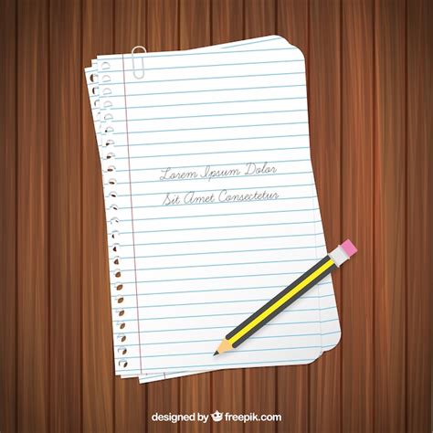 Páginas De Cuaderno Y Lápiz Descargar Vectores Gratis