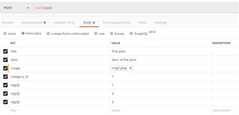 laravel send array to api via postman stack overflow