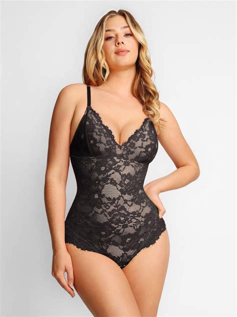 Lace Smooth Firm Control Thong Bodysuit Womens Lace Bodysuits